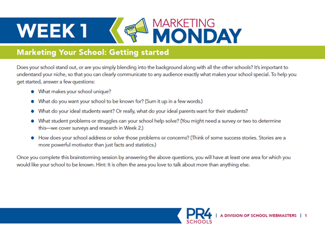 Marketing Your School toolkit. 50 weeks of school marketing strategies